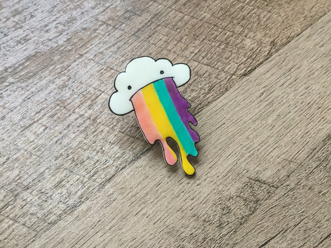 Rainbow Pin, Cloud Throwing up Rainbows, Cute Pins, Fashion Pins - Etsy