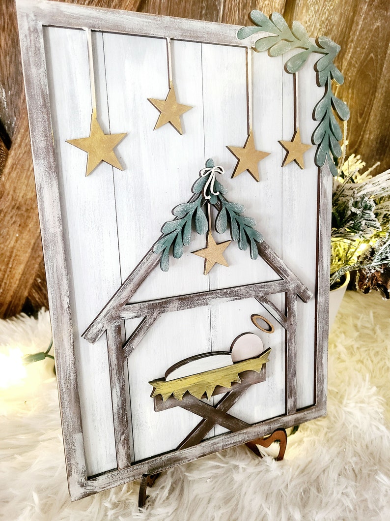 Rustic Manger Scene Wood Sign - Etsy