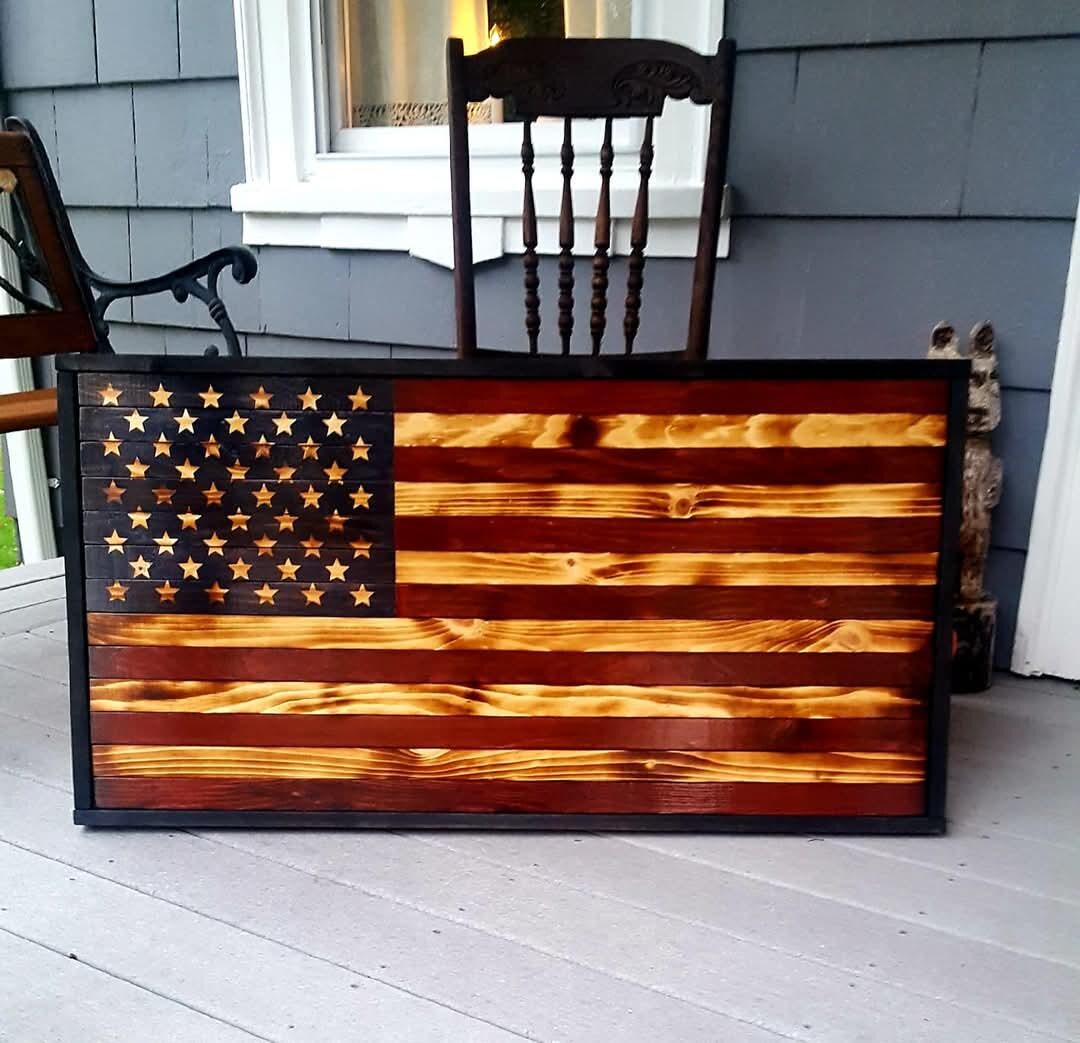 Wood Burned American Flag: Rustic Torched Wood Wall Art Personalized - Etsy