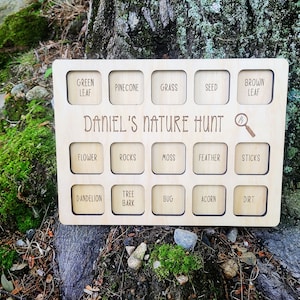 Childrens Nature Hunt Board. Wood Scavenger Hunt Board for Kids Outdoor ...
