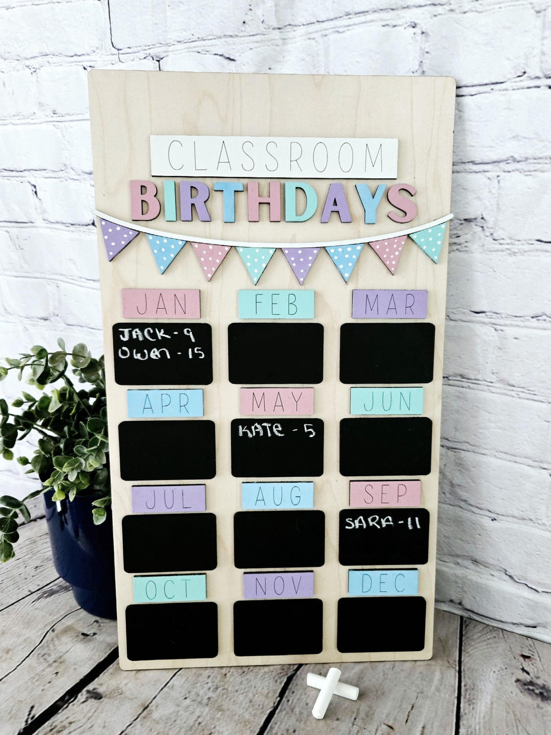 Chalkboard Classroom Birthdays Sign: Custom Name Wood Teacher Decor - Etsy