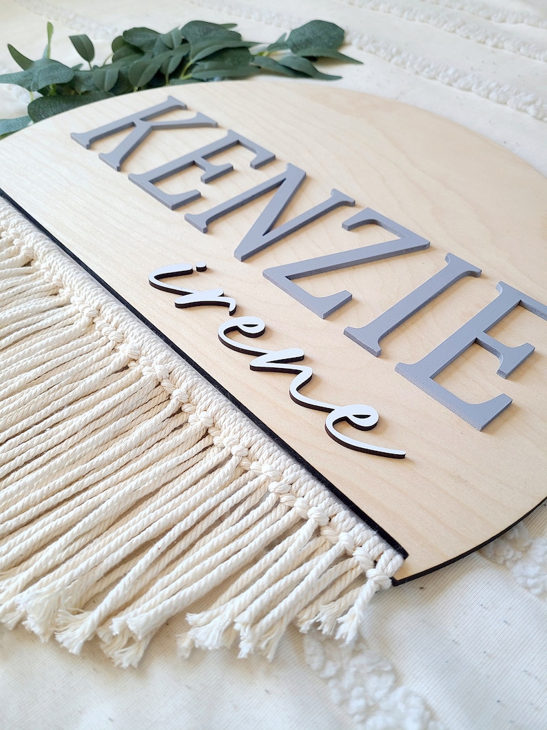 Boho Baby/kid Custom Name Sign. Macrame and Wood Name Sign for Nursery ...
