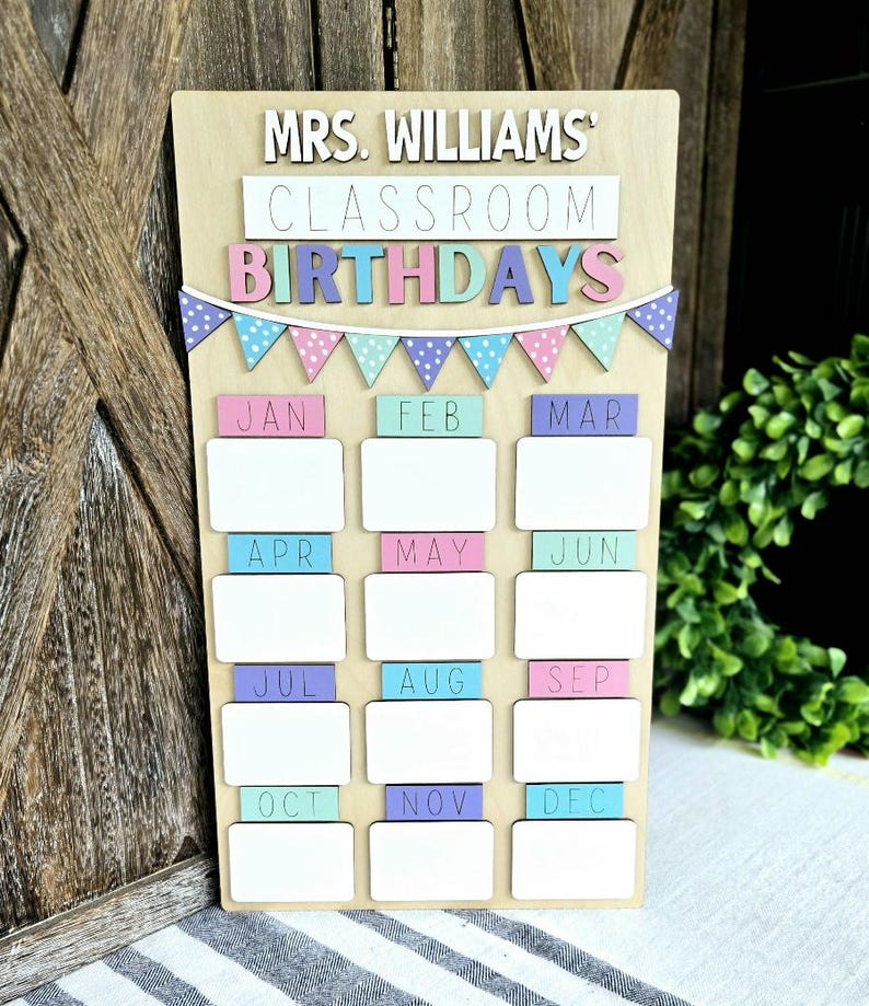 Chalkboard Classroom Birthdays Sign: Custom Name Wood Teacher Decor - Etsy