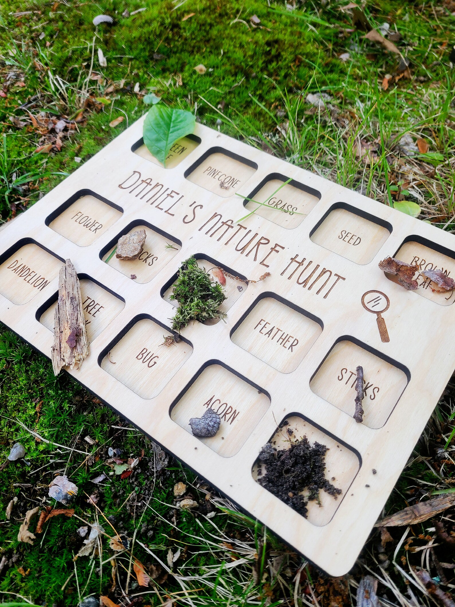 Personalized Maple Wood Nature Hunt Board for Kids Outdoor Play and ...