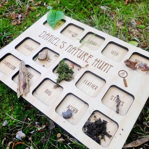 Childrens Nature Hunt Board. Wood Scavenger Hunt Board for Kids Outdoor ...