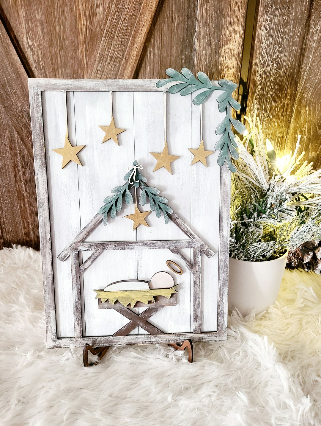 Rustic Manger Scene Wood Sign - Etsy