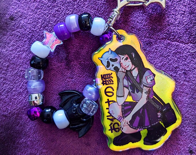 Gyaru Ghost Slasher Holographic Glitter Charm With Kandi Bracelet ...