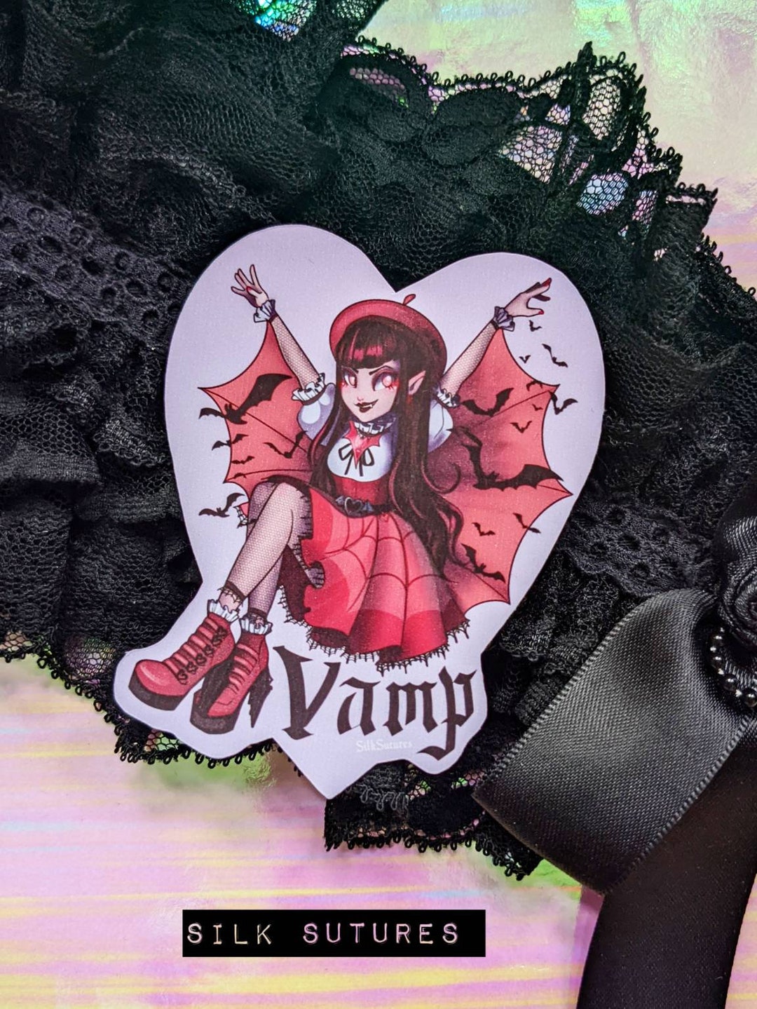 Vamp Teen Vampire Fashion Monster Glossy Sticker Cartoon Goth Heart - Etsy