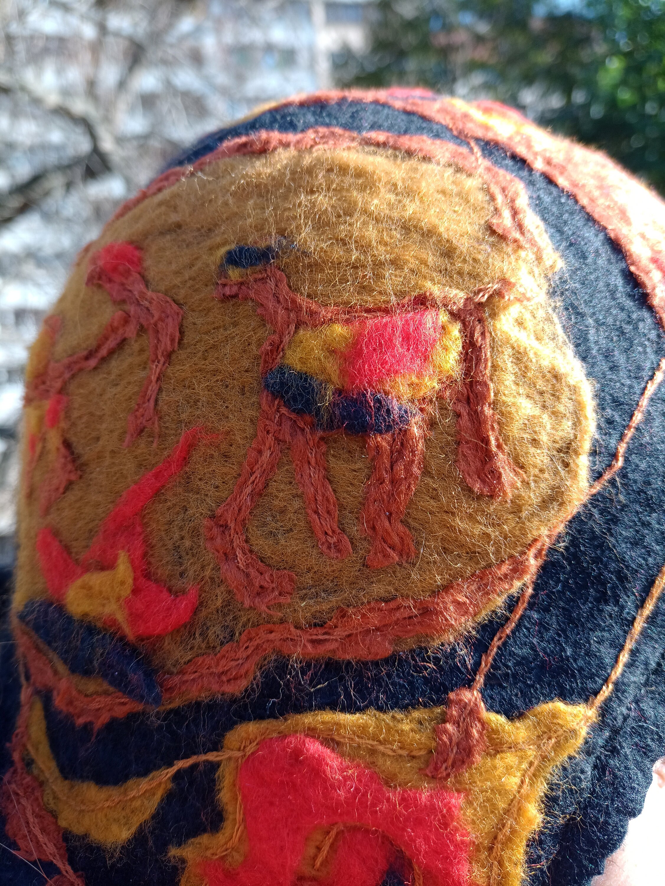 Handmade Felt Hat With a Rock Painting Made of Woolen Puzzles That Tell ...