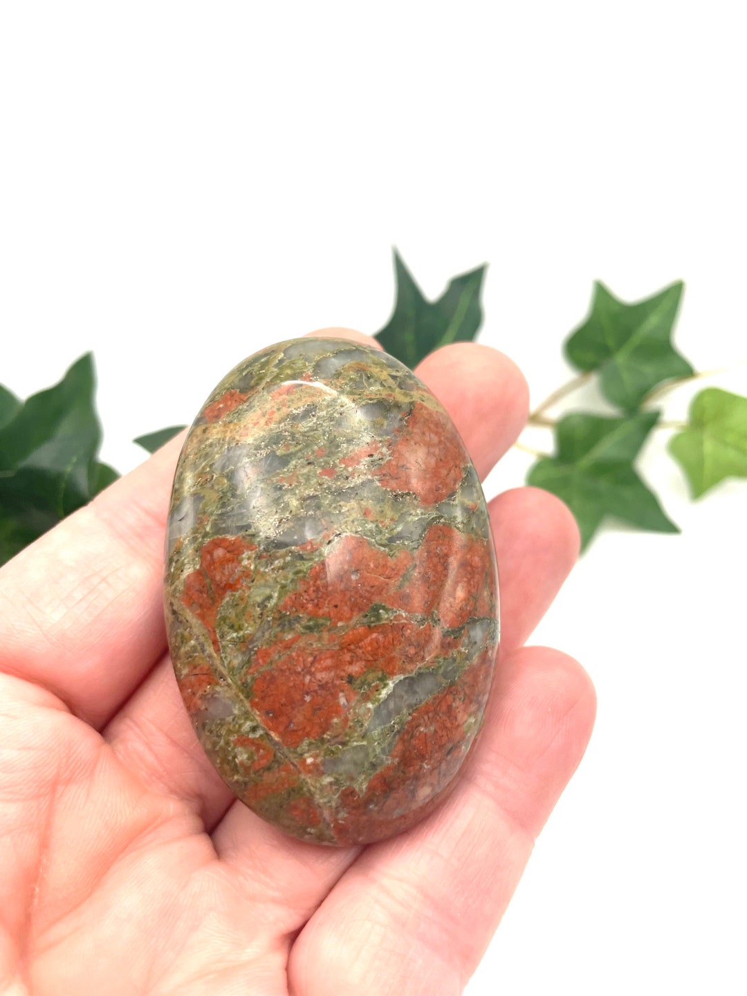 Beautiful Unakite Crystal Oval Palm Stone Carving - Etsy