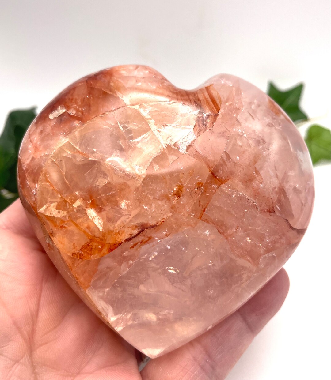 Stunning Large Red Hematoid Fire Quartz Heart Carving Palm Stone - Etsy