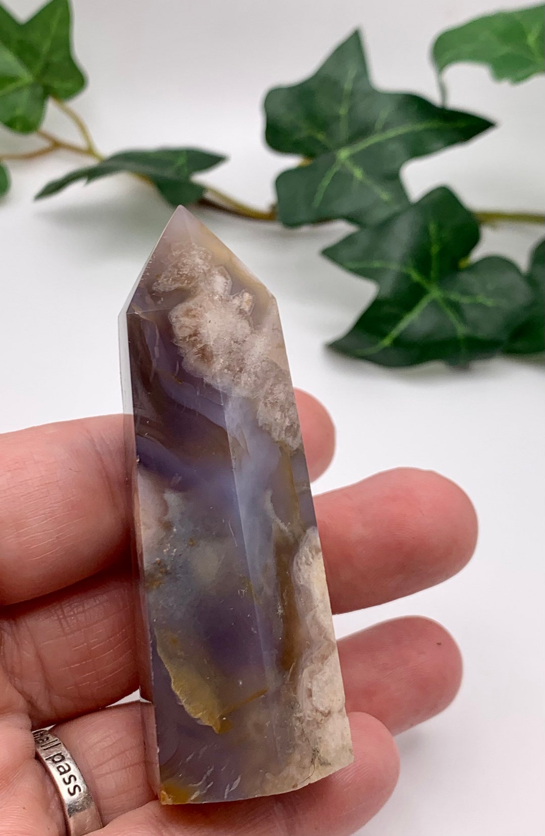 Stunning Black Flower Agate Crystal Point Tower Beautiful - Etsy