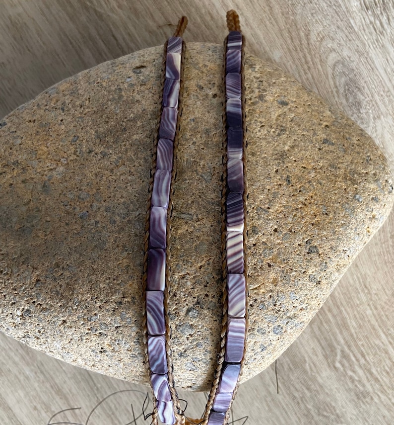 Skinny Flat Bead Wampum Bracelet on a False Sinew Braid. Available on ...