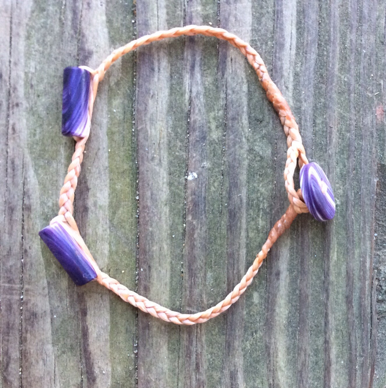 Two Wampum Tubes on Braided False Sinew Bracelet - Etsy