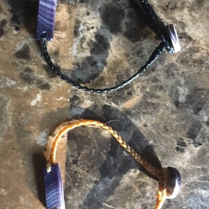 Rectangle Bead on Braided False Sinew Bracelet - Etsy