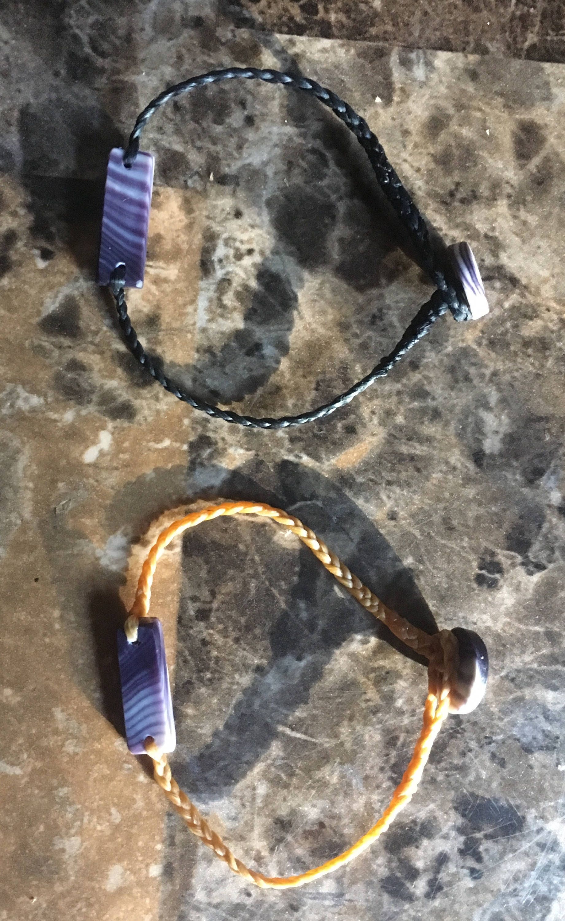 Rectangle Bead on Braided False Sinew Bracelet - Etsy