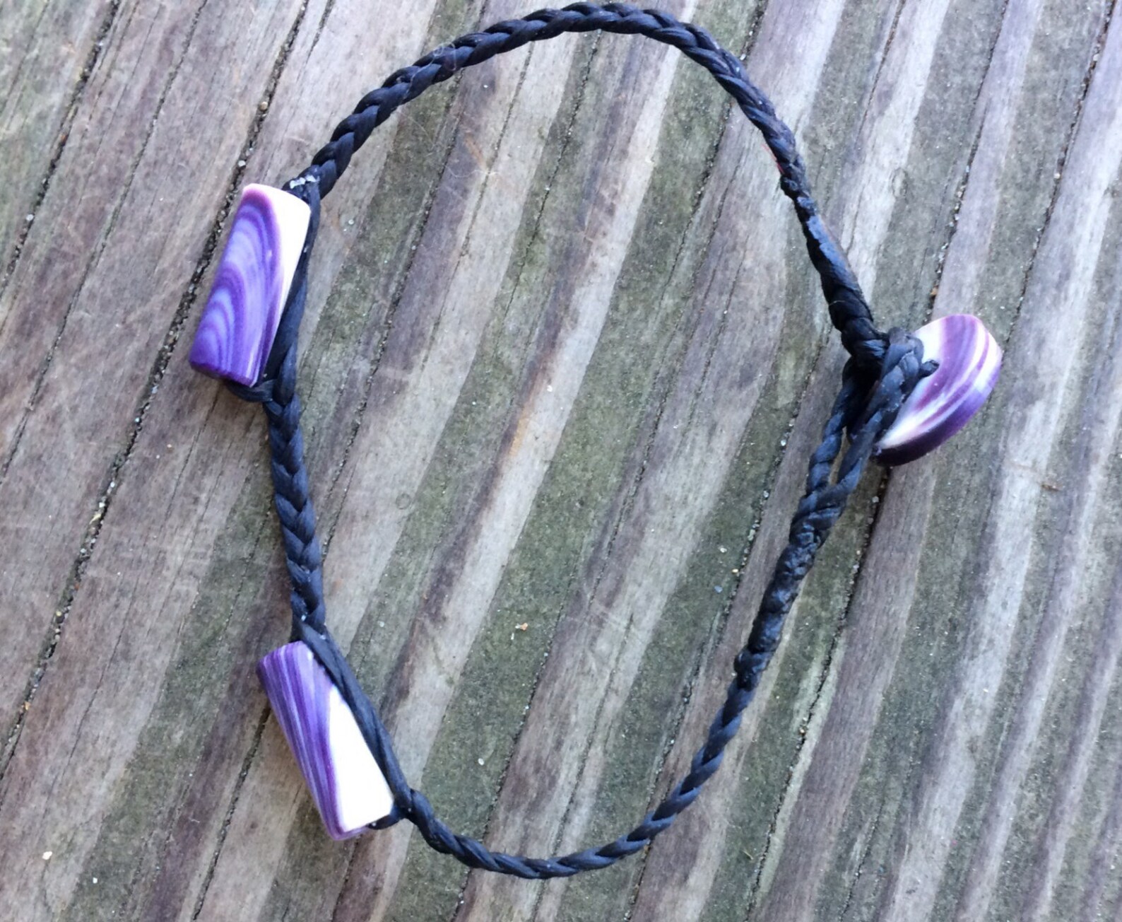 Two Wampum Tubes on Braided False Sinew Bracelet - Etsy