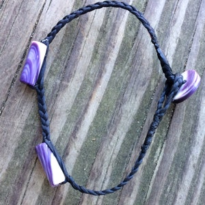 Two Wampum Tubes on Braided False Sinew Bracelet - Etsy