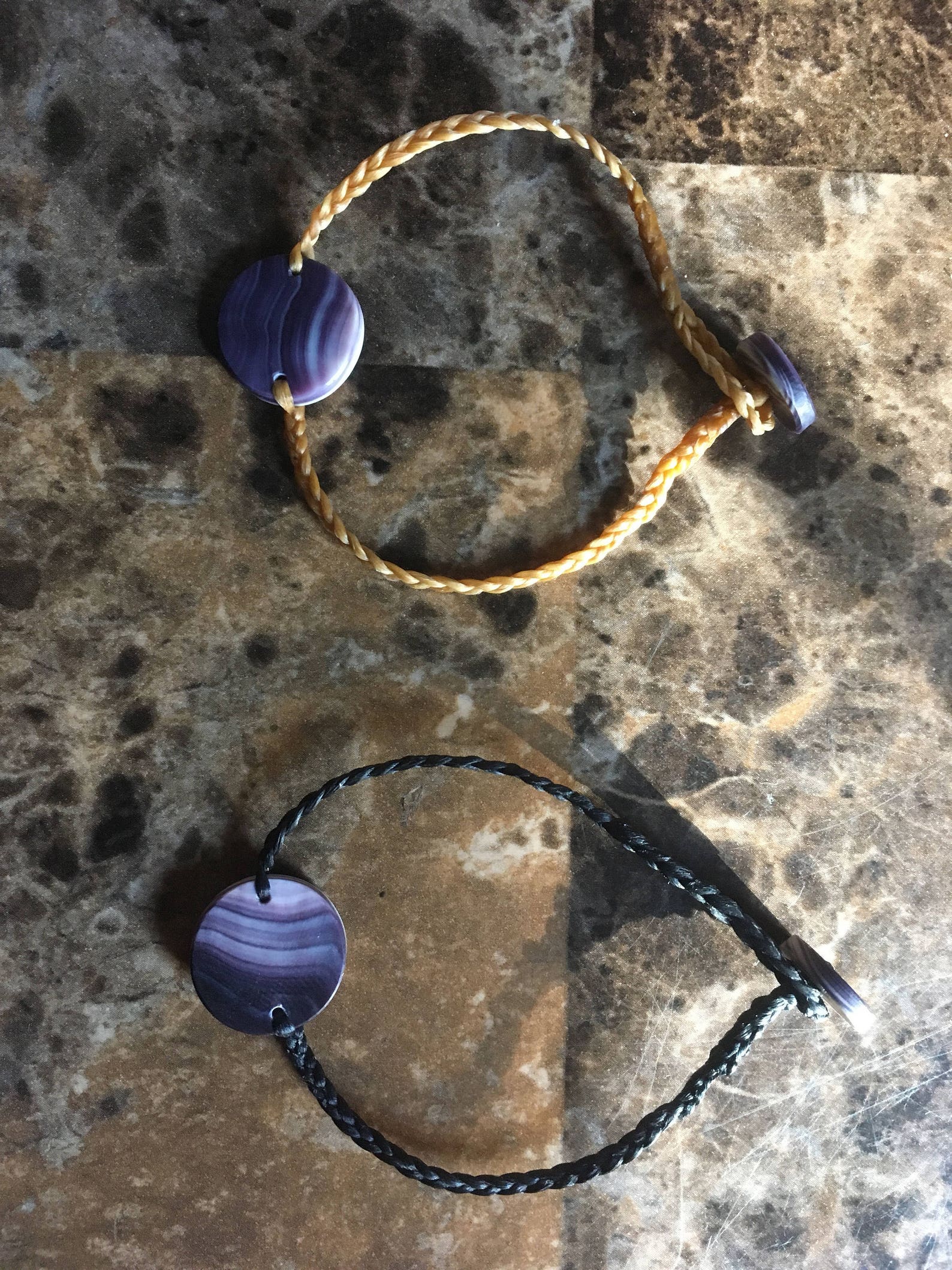 Disc Bead on Braided False Sinew Bracelet - Etsy
