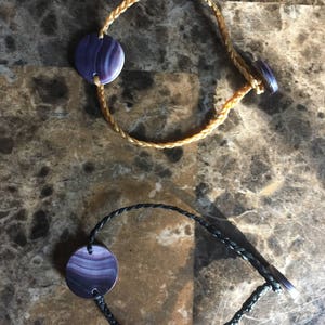 Disc Bead on Braided False Sinew Bracelet - Etsy