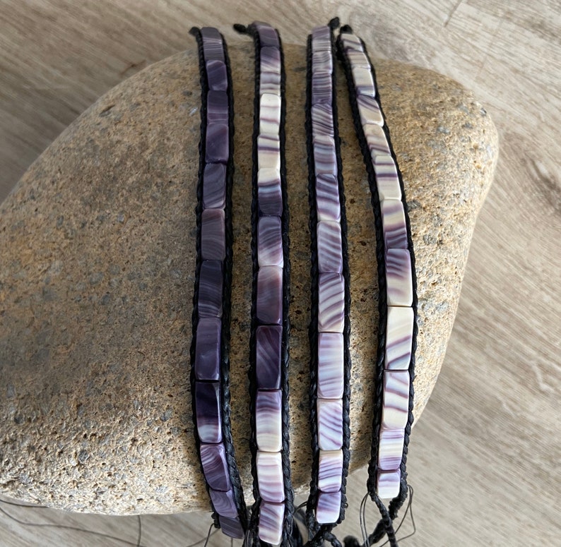 Skinny Flat Bead Wampum Bracelet on a False Sinew Braid. Available on ...