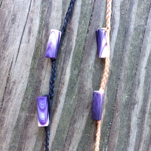 Two Wampum Tubes on Braided False Sinew Bracelet - Etsy