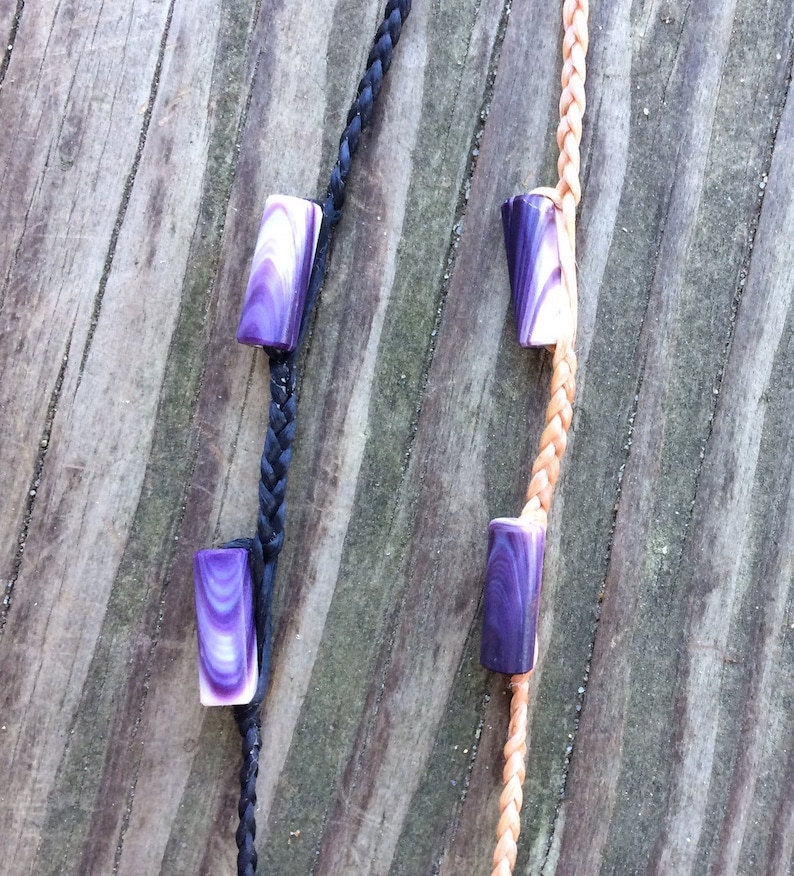 Two Wampum Tubes on Braided False Sinew Bracelet - Etsy