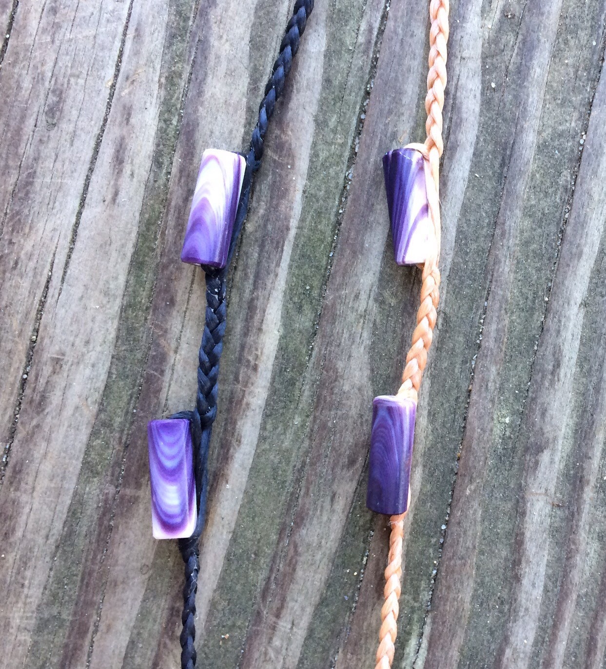 Two Wampum Tubes on Braided False Sinew Bracelet - Etsy