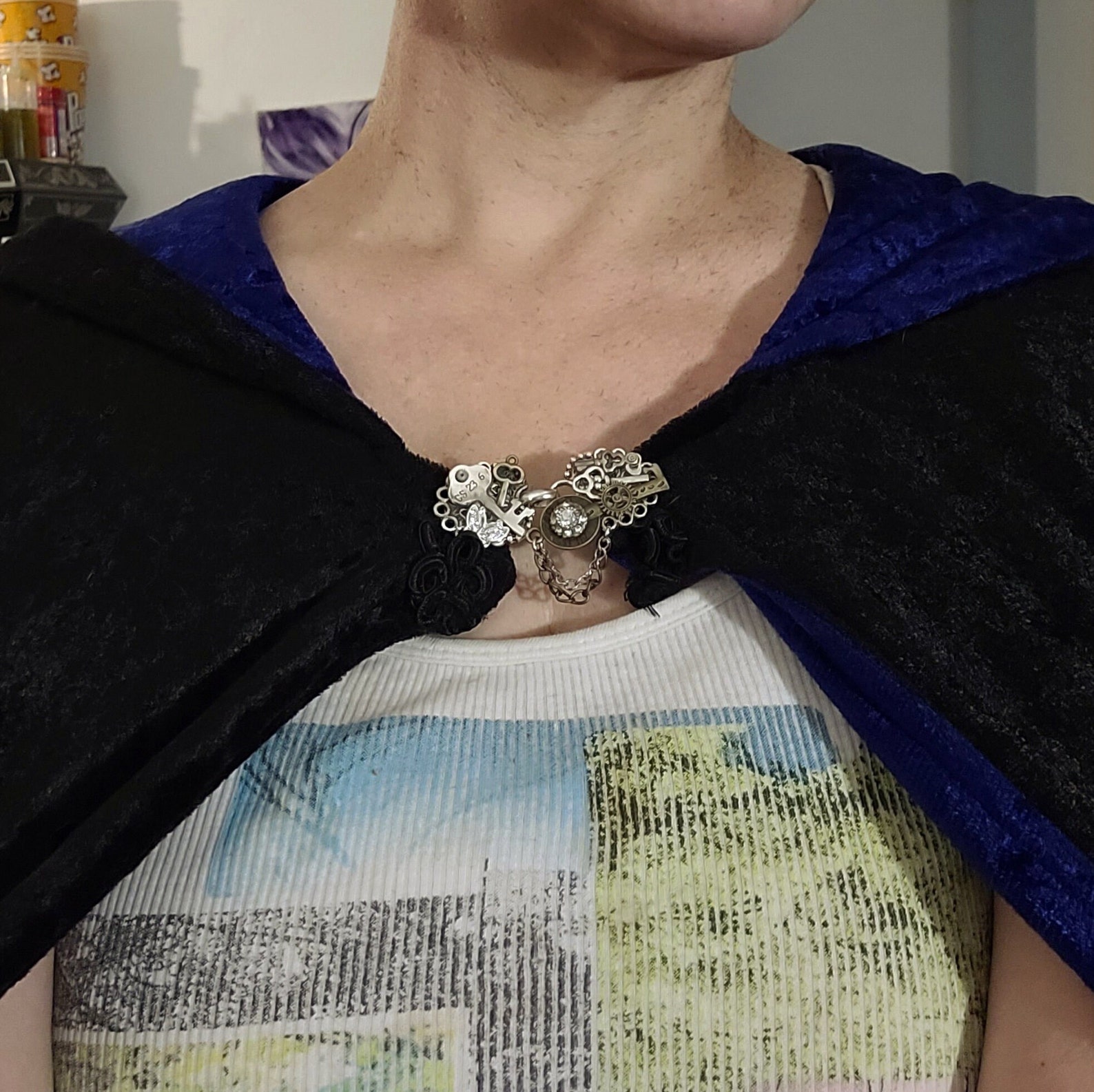 Steampunk Key Clasp- Handmade Shawl Cape Cloak Fastener- Recycled ...