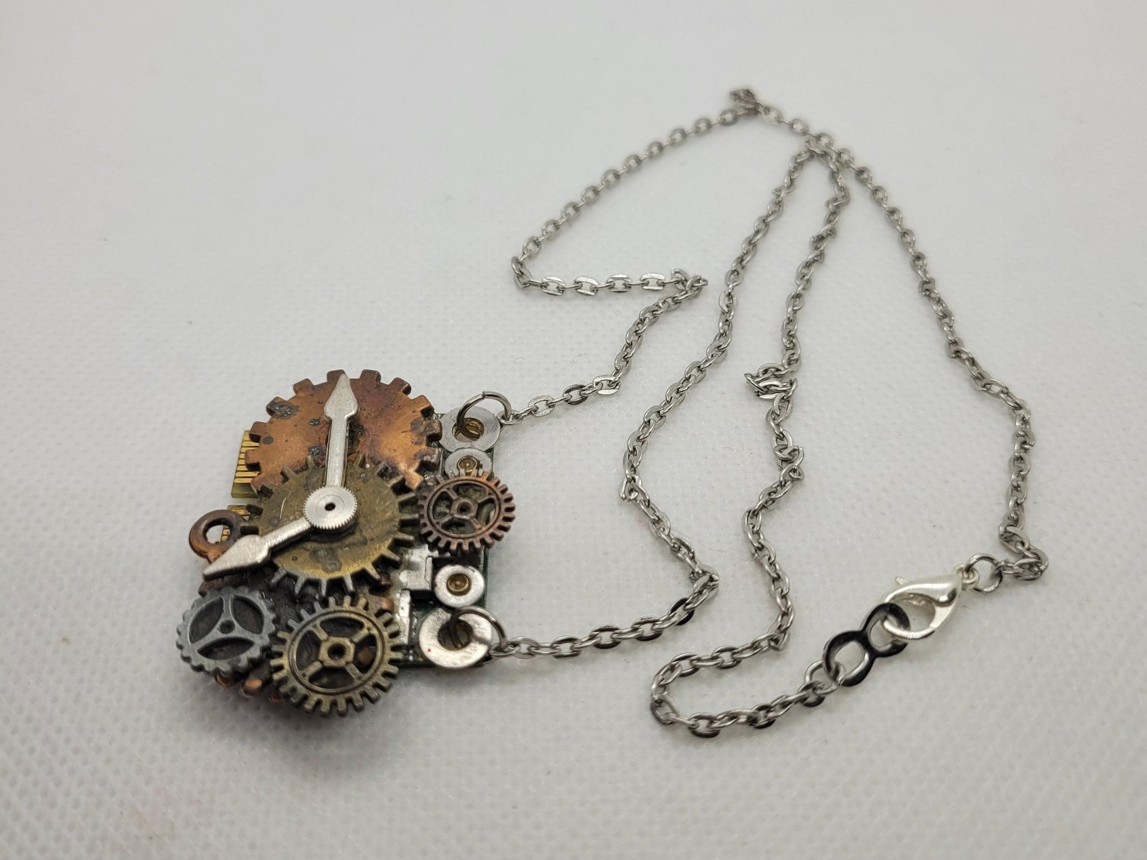 Steampunk Computer Part Necklace- Handmade Cyberpunk Accessory- Unique ...