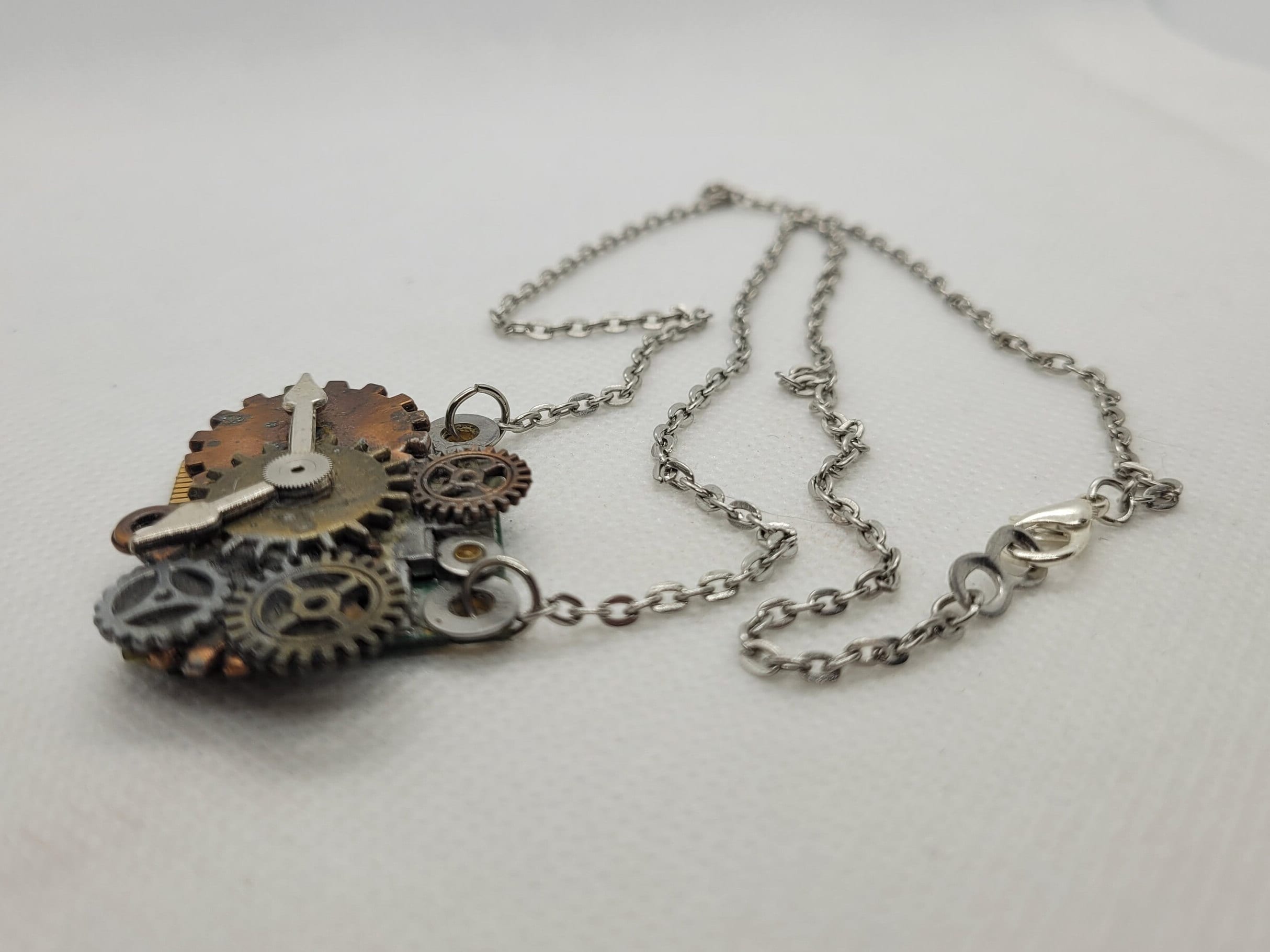 Steampunk Computer Part Necklace- Handmade Cyberpunk Accessory- Unique ...