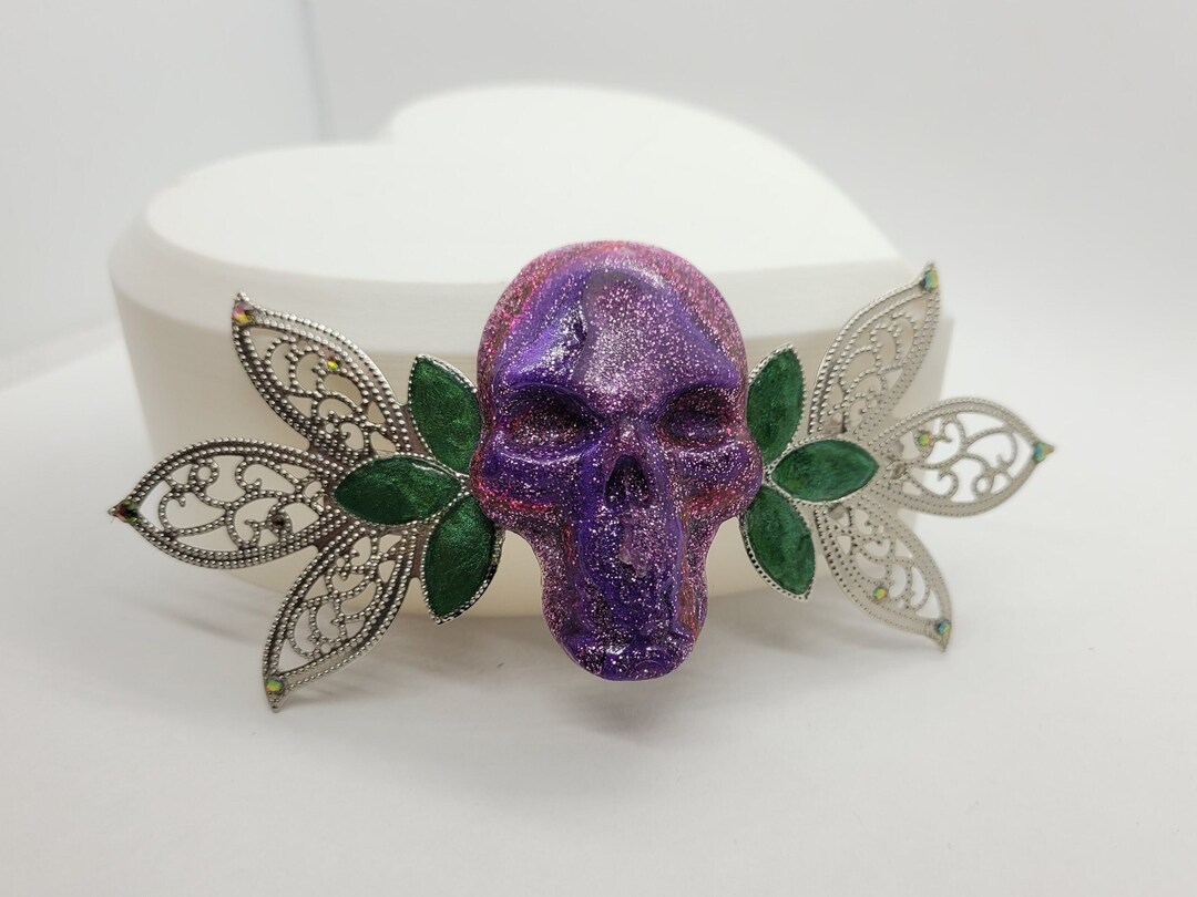 Purple Skull Barrette- Large French Style Hair Clip- Punk Hair ...