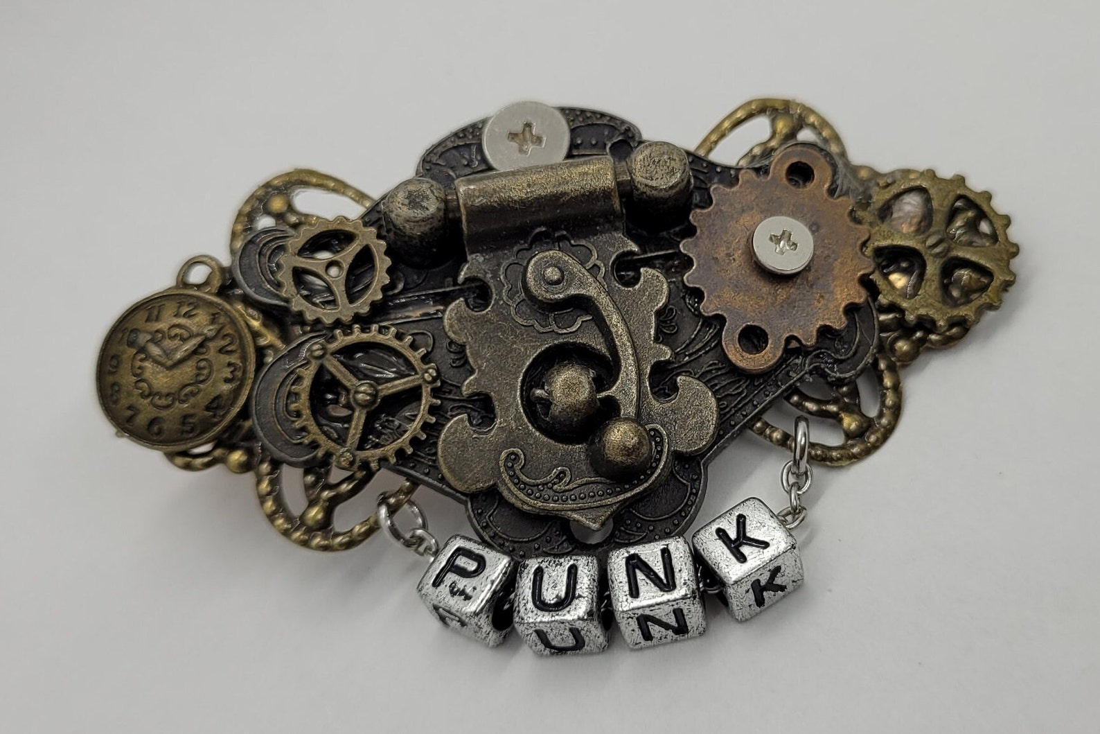 Steampunk Hinge Barrette- Handmade Cyberpunk Accessory- Punk Jewelry ...