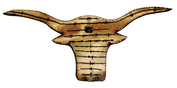 Wood Longhorn Antique Barbed Wire Plaque Large | Etsy