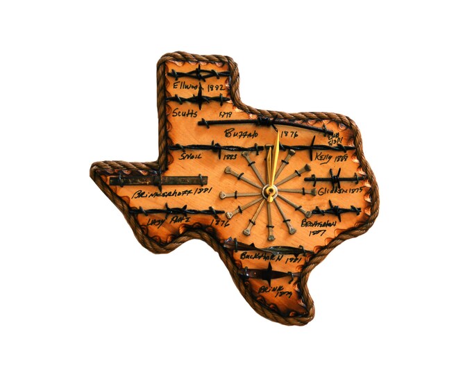 Texas State Plaque With Antique Barbed Wire Small Clock - Etsy