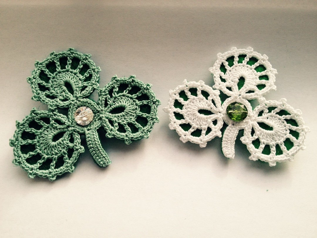 Irish Lace Shamrock Brooch Pin - Perfect for Paddys' Day - Etsy