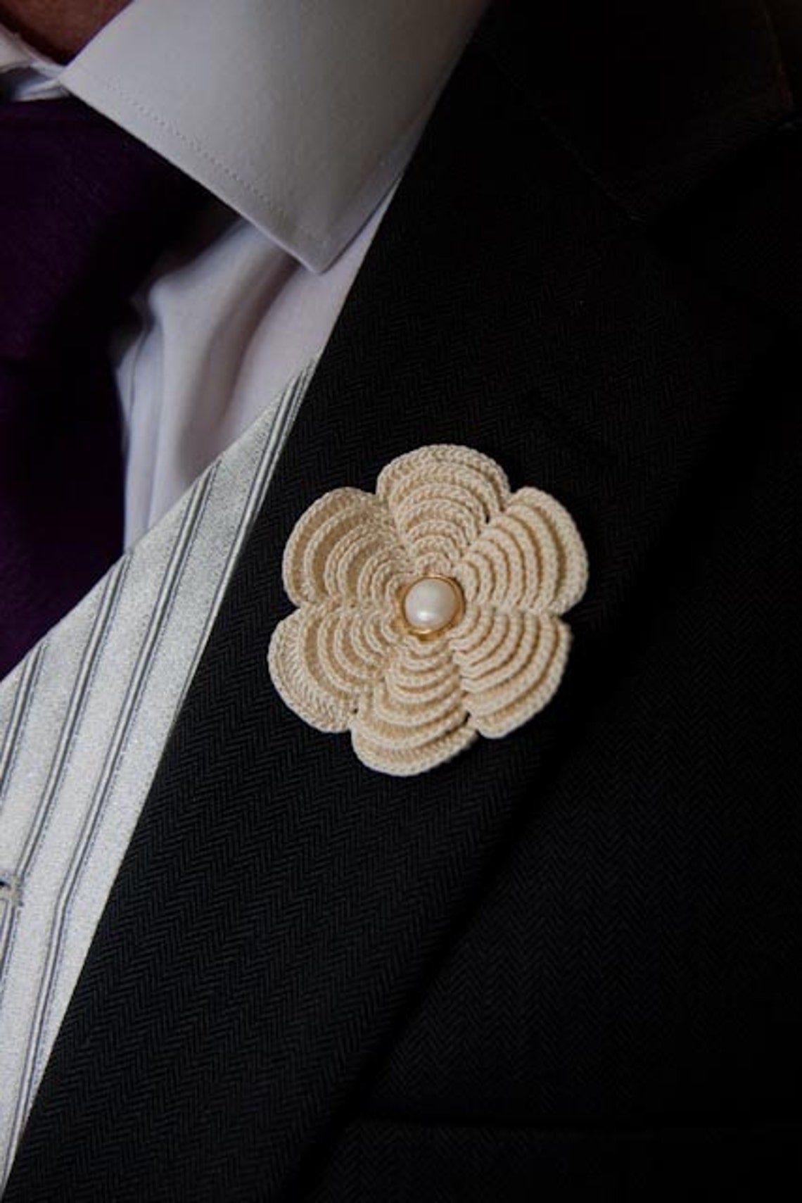 Bride Groom Groomsmen Lace Buttonhole Flower (ecru) - Etsy