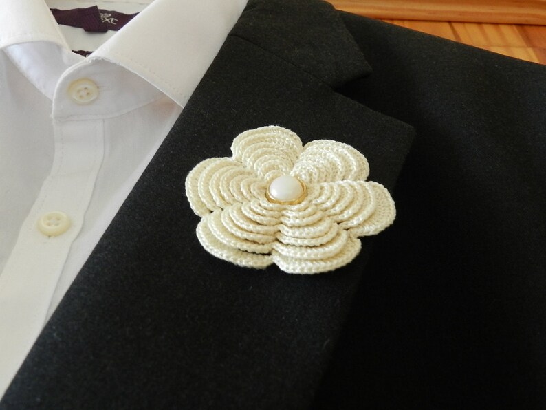 Bride Groom Groomsmen Lace Buttonhole Flower (ecru) - Etsy
