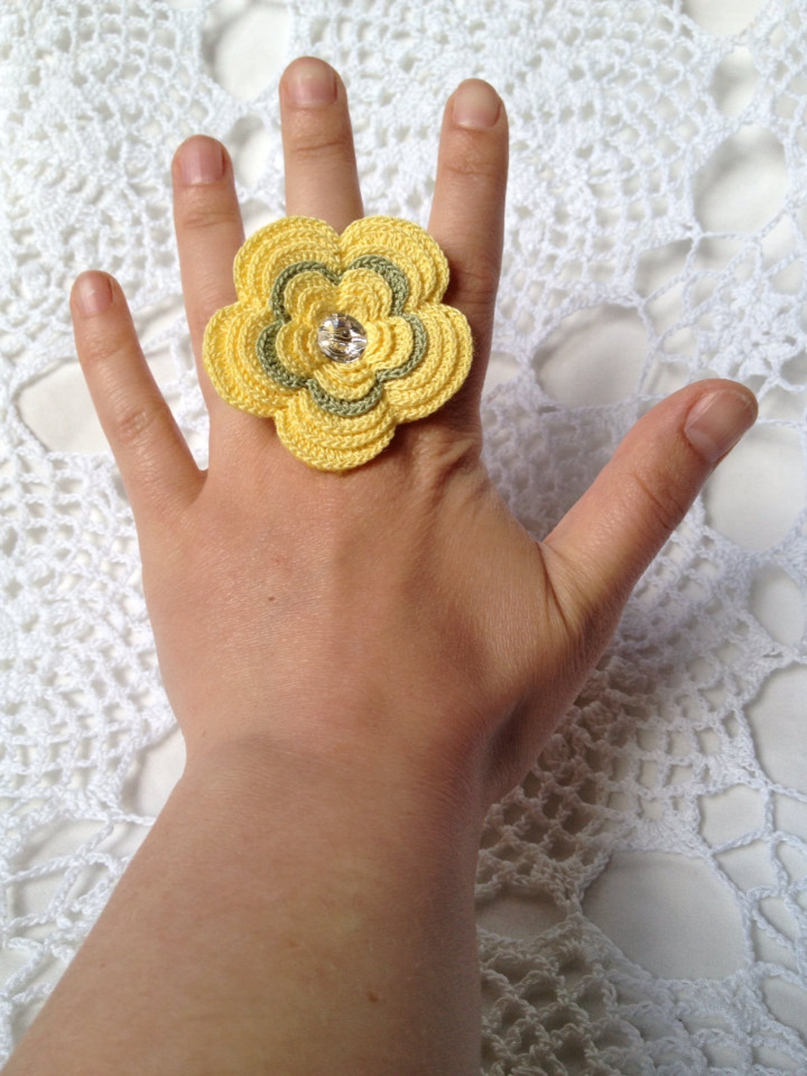 Flower Power Crochet Ring - Etsy
