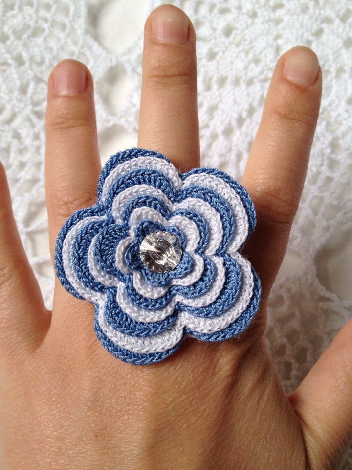 Flower Power Crochet Ring - Etsy