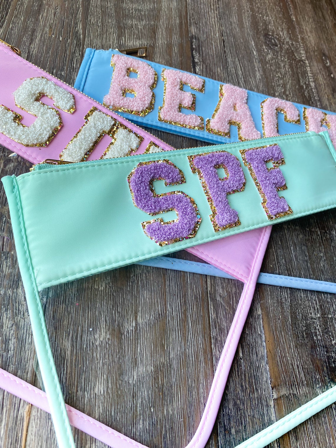 Custom Clear Pouch With Patches Varsity Letter Makeup Bag | Etsy