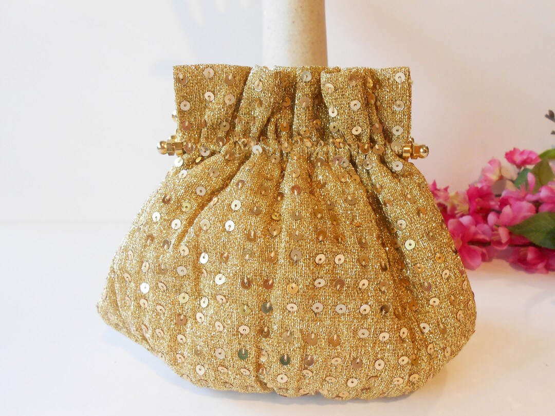 Gold Bead Clutch Bag, Small Gold Handbag, After Five, Special Occasion ...