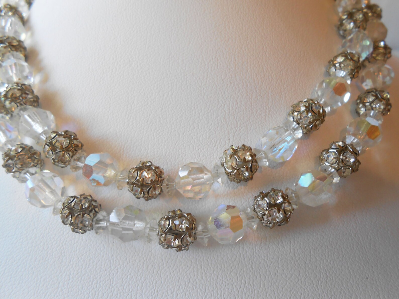Sparkly Bead and Rhinestone Necklace Faceted Beads Double - Etsy