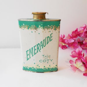 1950s Powder Tin Emeraude Tin, Powder Box Paris by Coty, Vanity ...