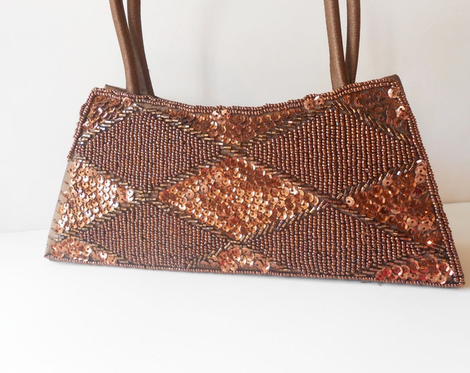 Copper Beaded Evening Bag Vintage Copper Handbag Sparkly EB-0354 - Etsy