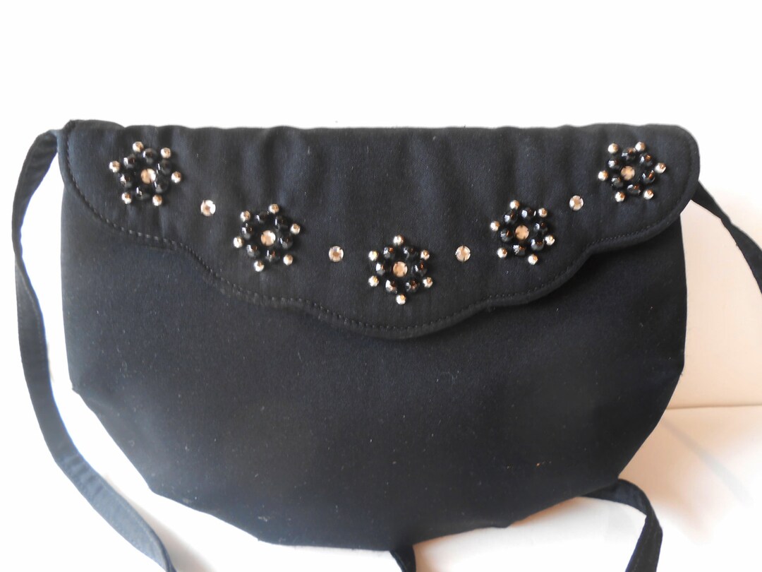 Vintage Black Evening Bag, Shirl Miller Ltd. Black Clutch Handbag EB ...