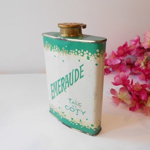 1950s Powder Tin Emeraude Tin, Powder Box Paris by Coty, Vanity ...