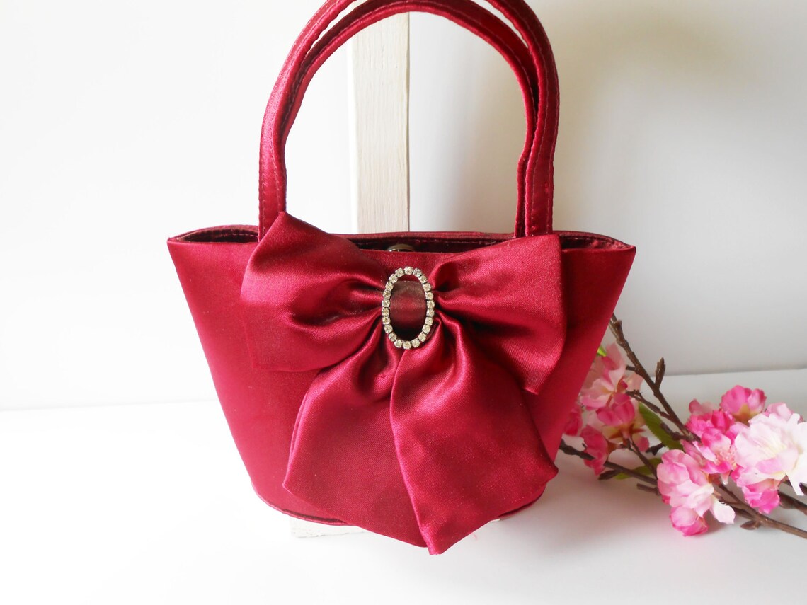 Vintage Red Evening Bag With Rhinestone Trim, Crimson Red Purse ...