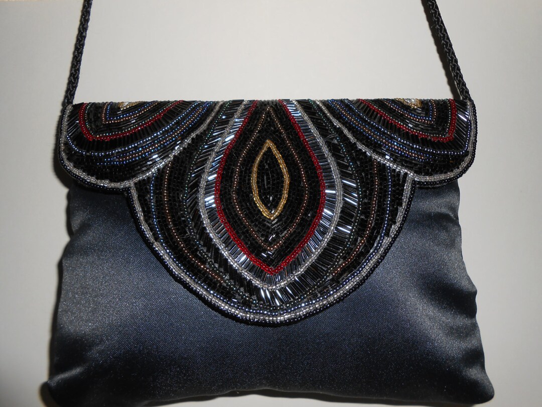 Vintage John Weitz Evening Bag, Beaded Black Clutch Bag, EB-0460 - Etsy ...