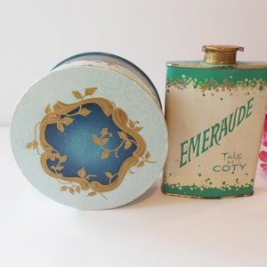1950s Powder Tin Emeraude Tin, Powder Box Paris by Coty, Vanity ...